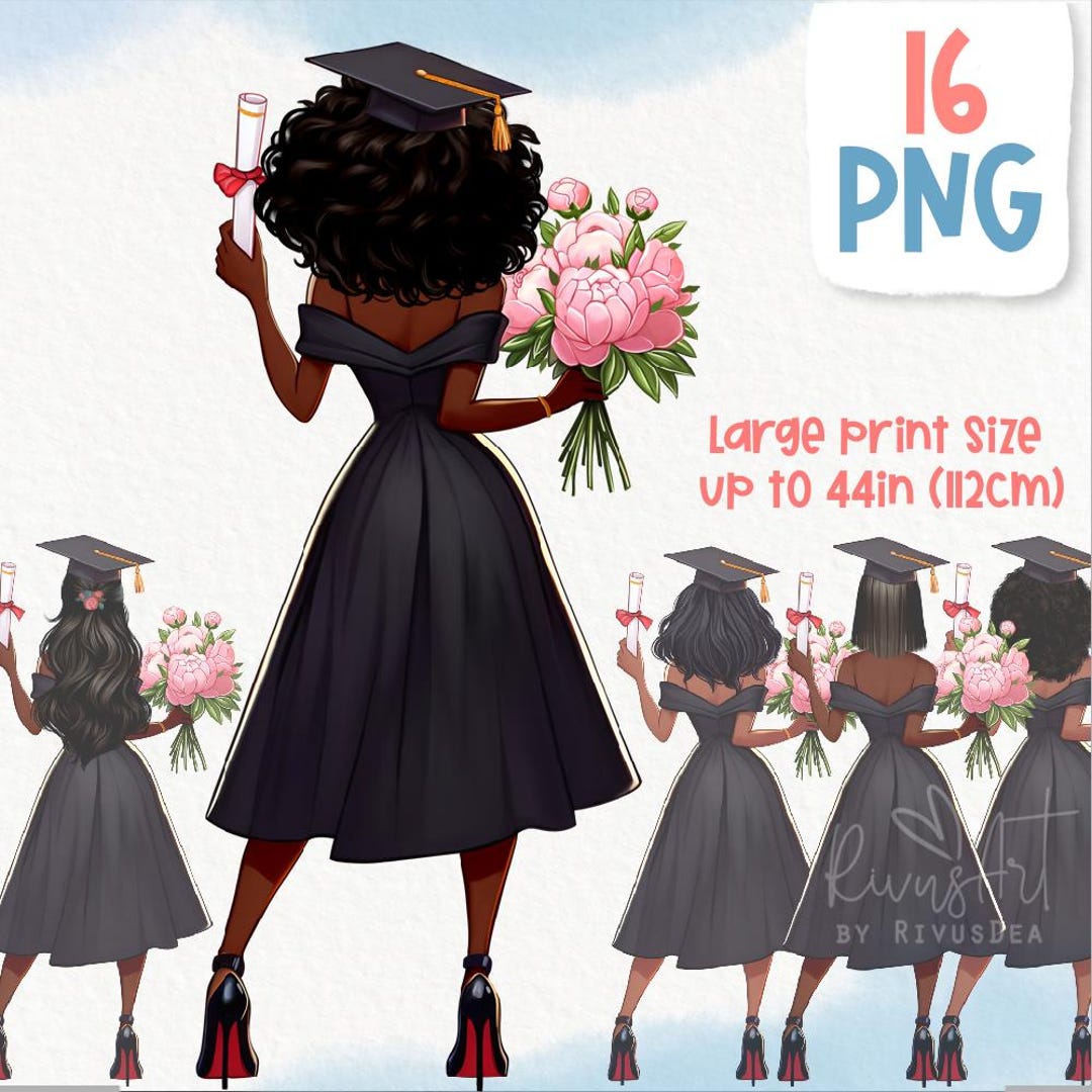 Graduation Girls Clipart, Graduation PNG, Graduation Party Cake Topper ...