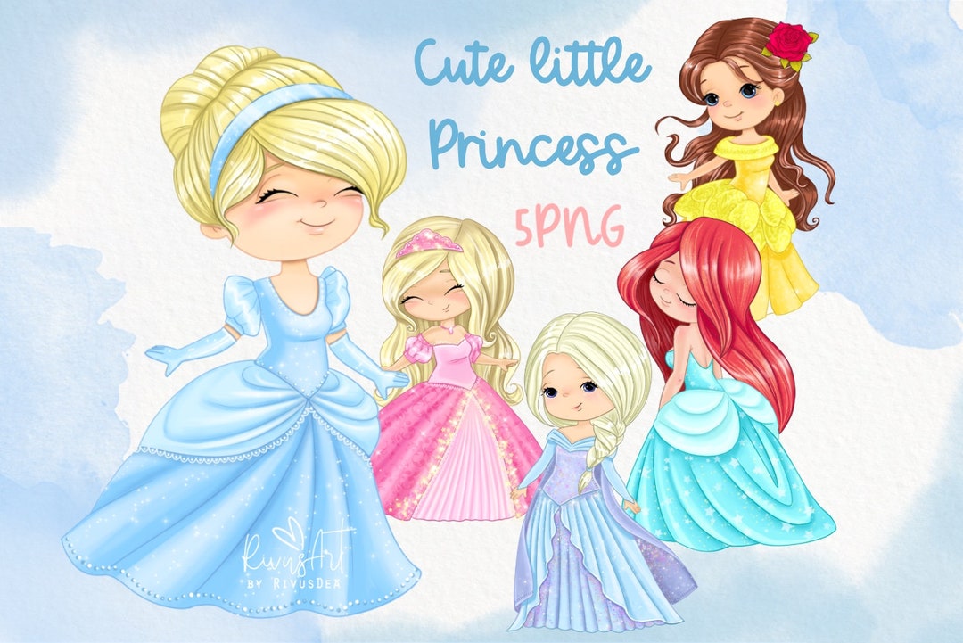 Cute Princess PNG Clipart Set. Princesses, Fairytale, Girl, Birthday ...