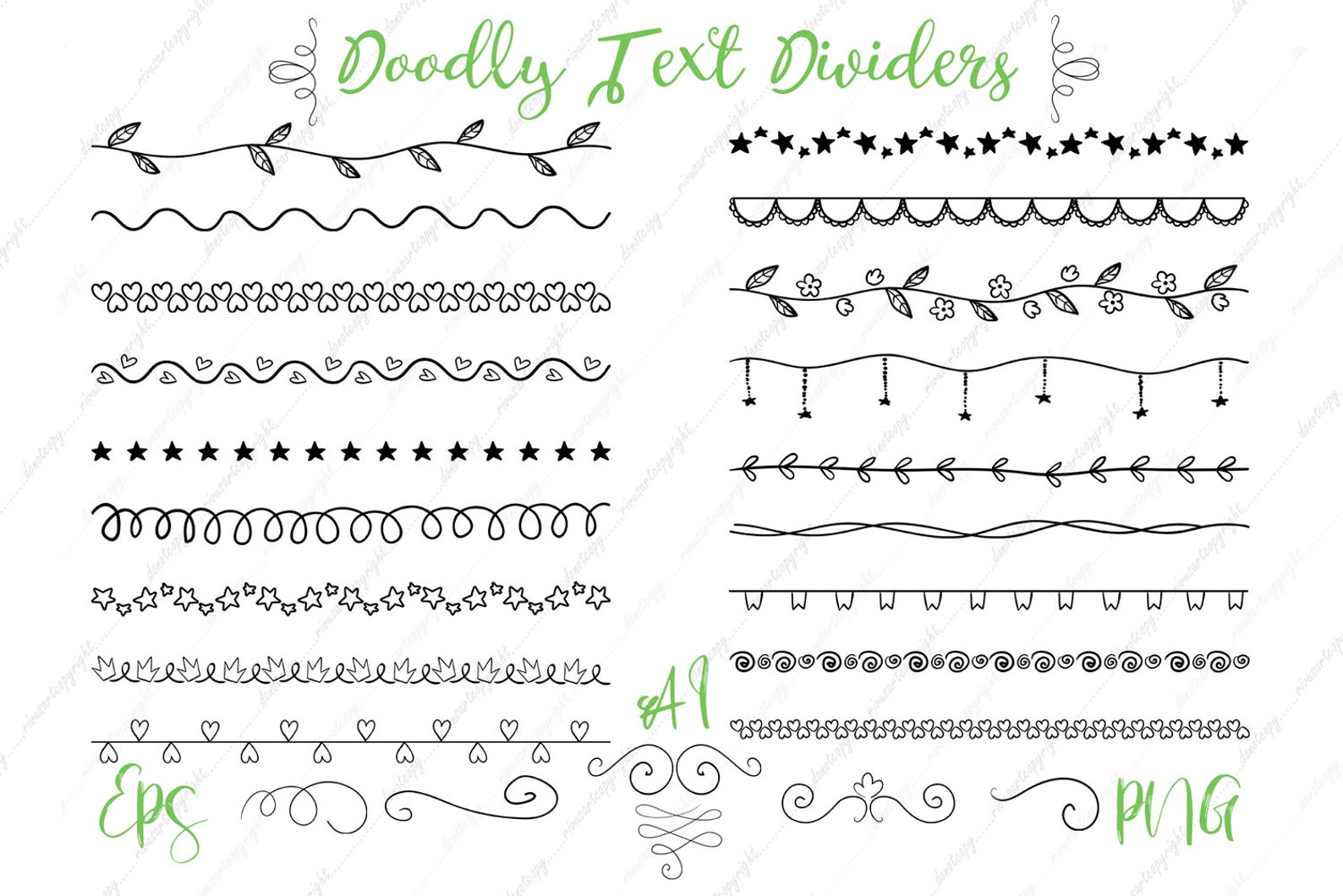 Doodle Text Divider Clip Art Hand Drawn Clipart Cute Vector - Etsy