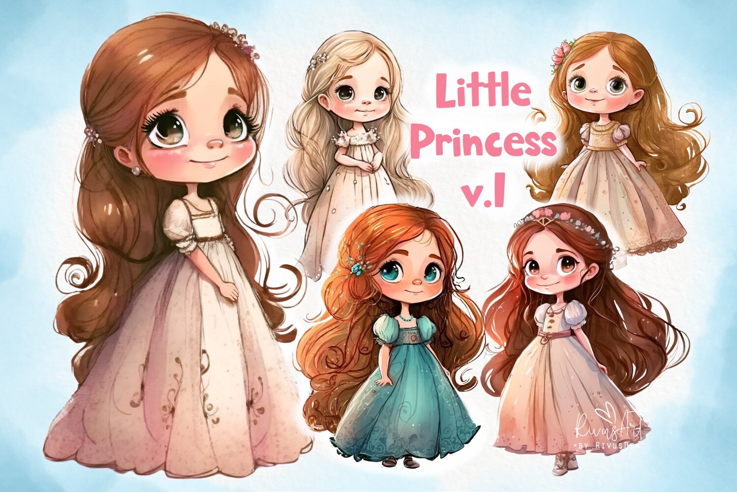 Cute Princess PNG Clipart Set. Princesses Fairytale Girl - Etsy Australia