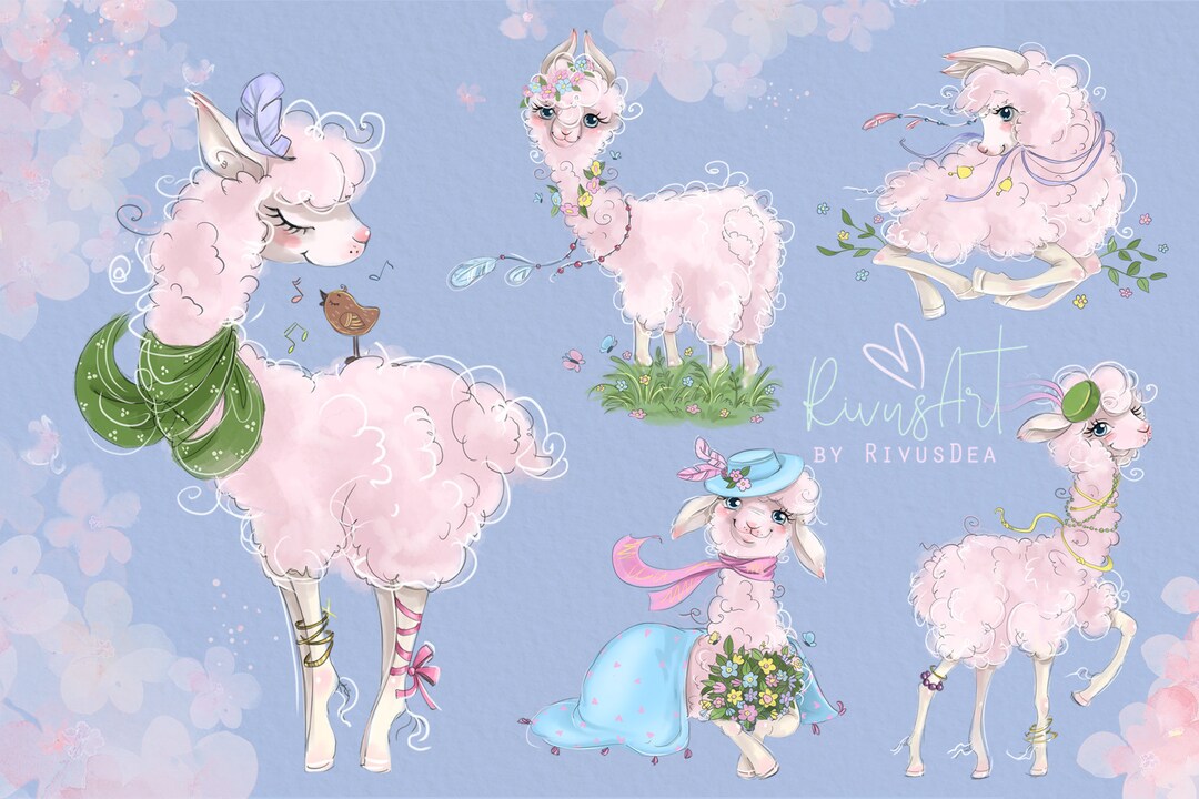 Llama PNG Clipart. Spring Alpaca Graphics, Printable Painting. Cute ...