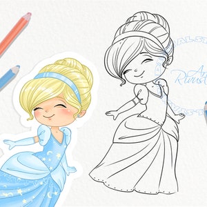Princess Coloring Pages. Digital Stamps, Princesses, Fairytales, Girl ...