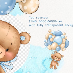 Bear With Balloons PNG | Baby Bear Sublimation | Balloons Clipart | Oh ...