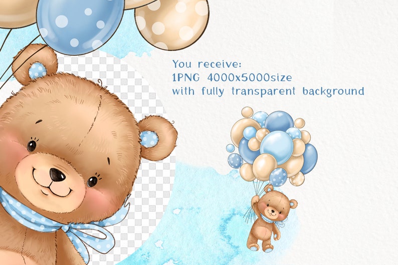 Bear With Balloons PNG Baby Bear Sublimation Balloons - Etsy UK