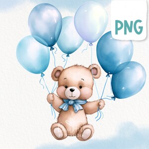Bear With Balloons PNG Baby Bear Sublimation Balloons Clipart Oh Boy ...