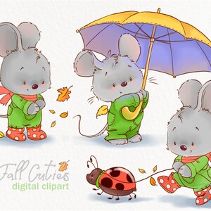 Fall Clipart. Cute Mouse Clip Art. Little Mouse Illustrations, Autumn ...