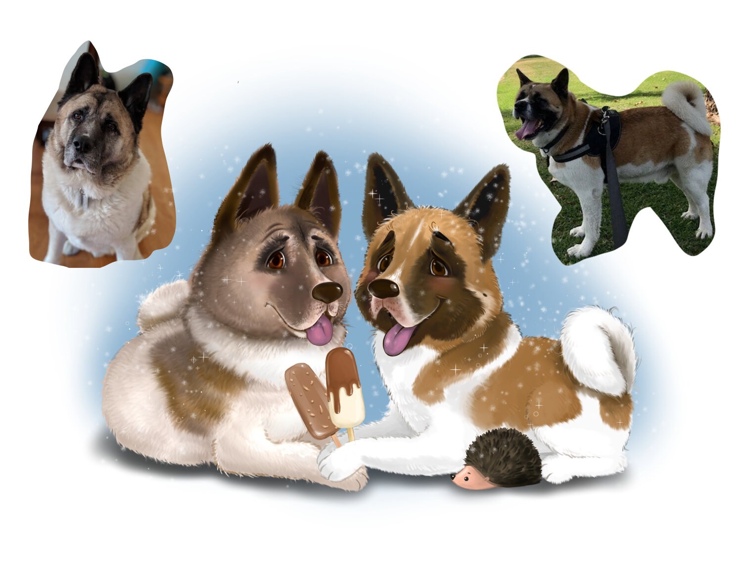 Custom Pet Portrait. 2 Pets digital print. Dog cartoon | Etsy