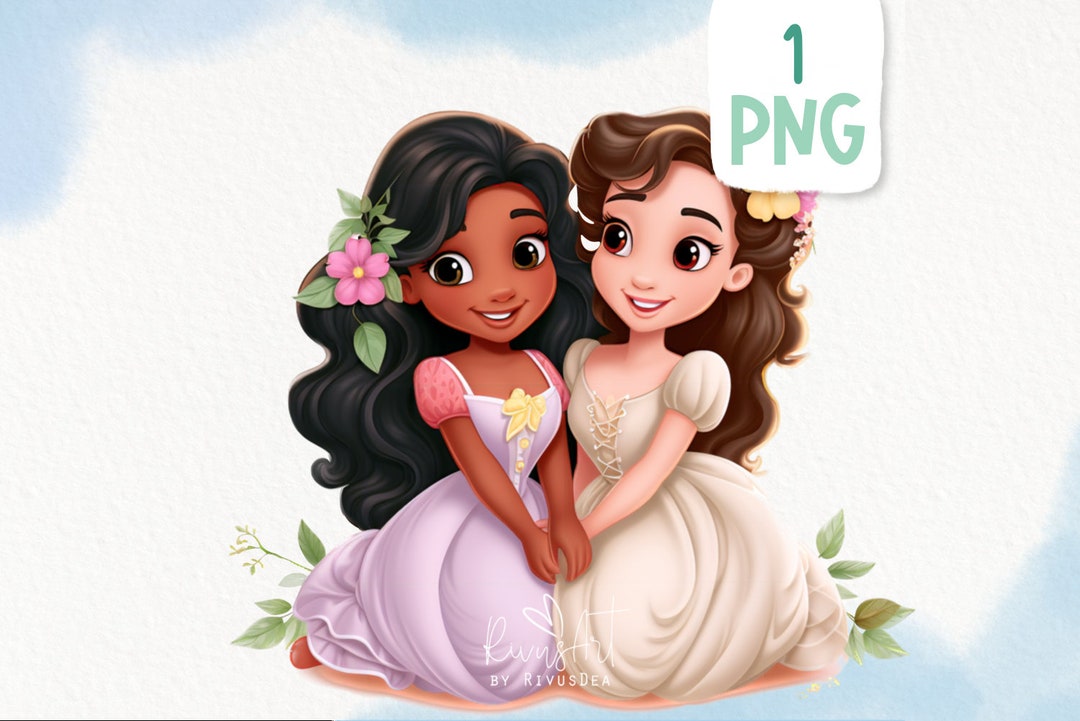 Cute Princess Besties PNG. Princesses, Girls, Besties, Best Friends ...