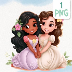 Cute Princess Besties PNG. Princesses, Girls, Besties, Best Friends ...