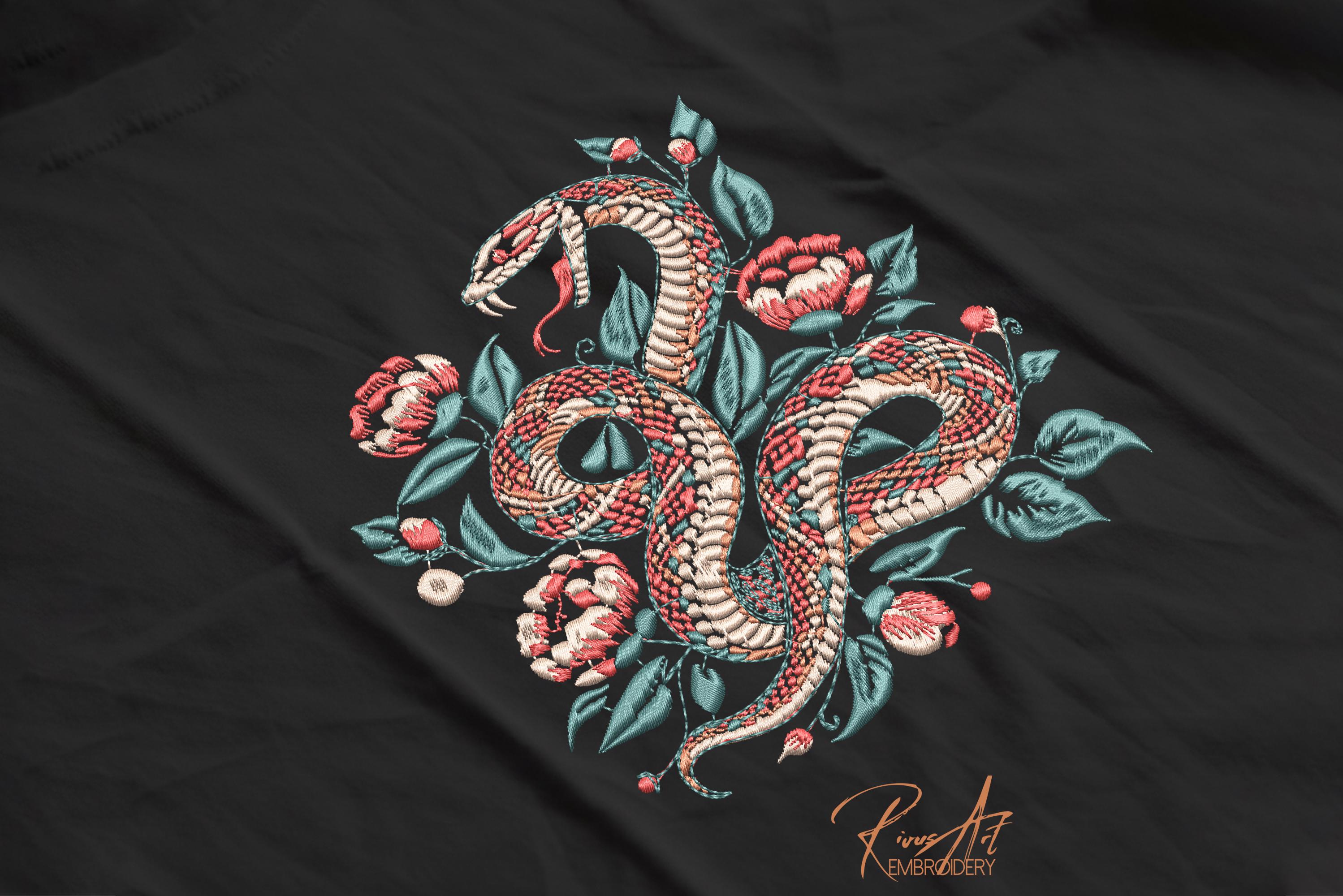 Gothic Serpent Embroidery Designs File | Floral Snake Machine Pattern ...