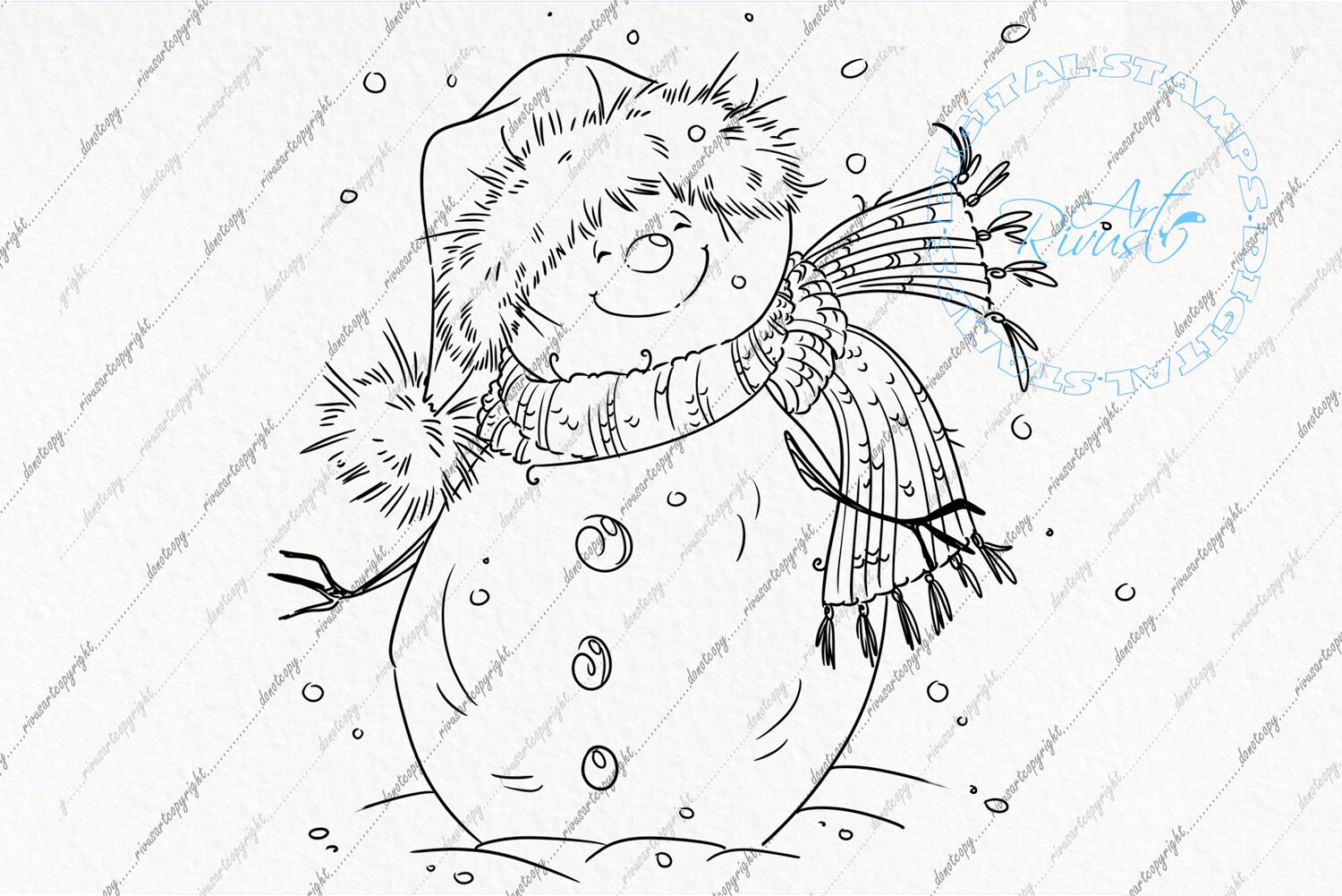 Christmas Digital Stamp Cute Snowmans Download. Digi Stamp | Etsy