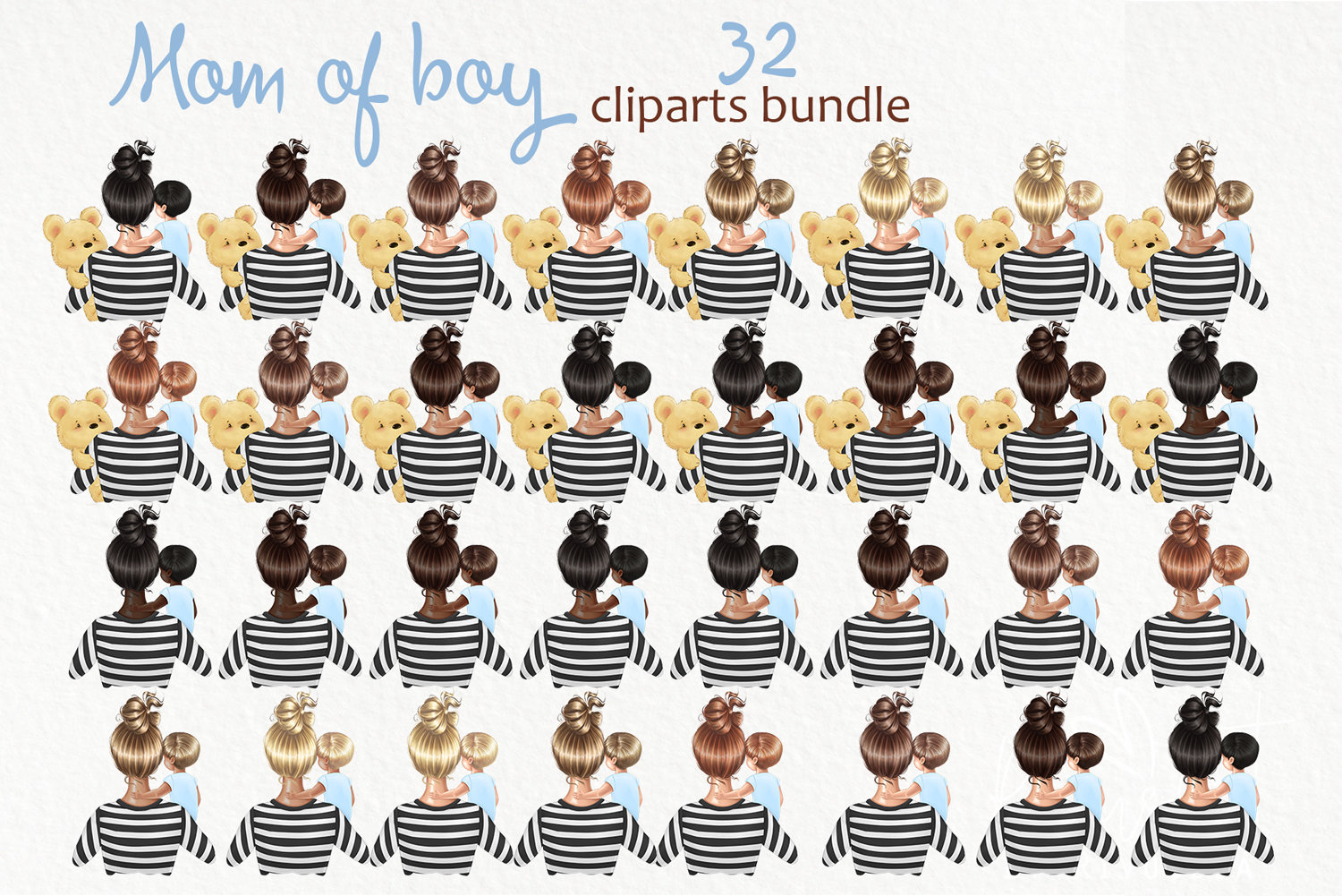 Mothers Day Clipart. Mother Son Clip Art. Mom of Boy | Etsy