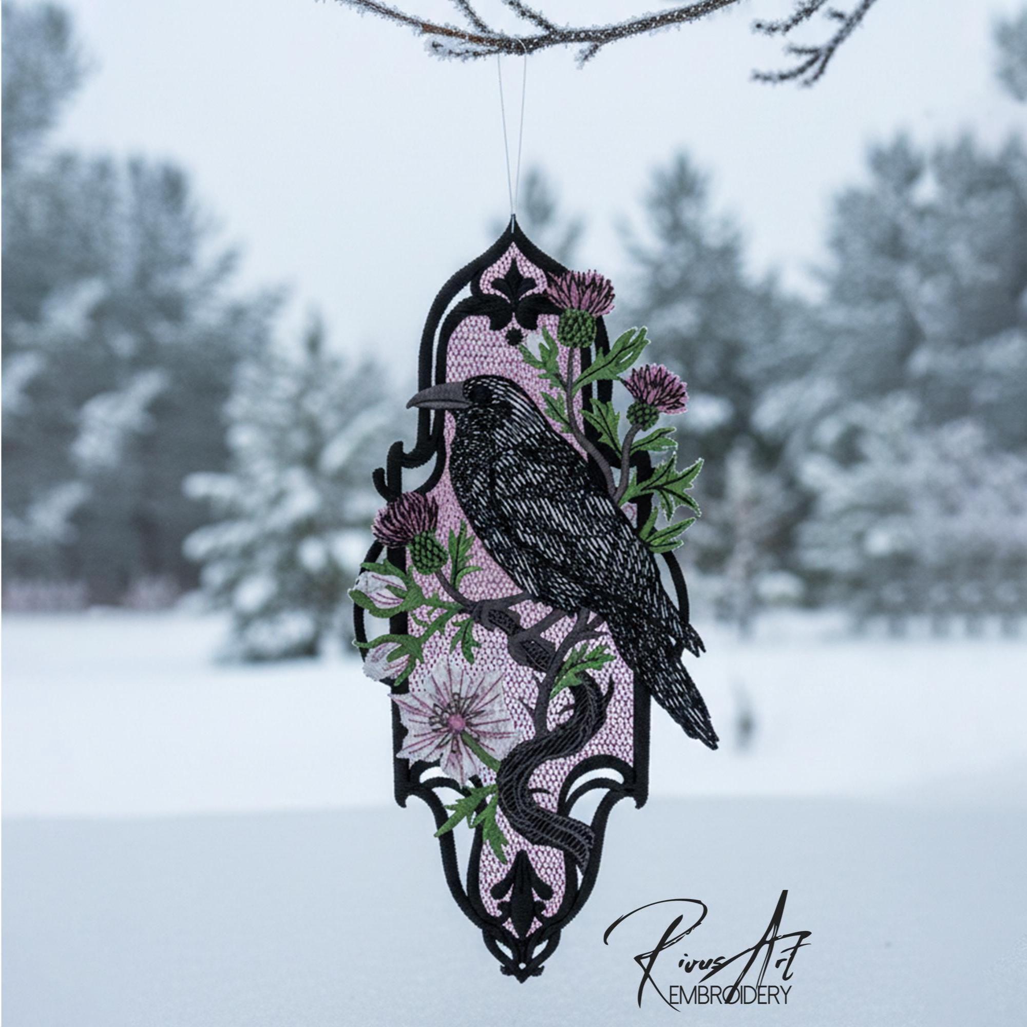 FSL Gothic Lace Raven Machine Embroidery Design - Dark Academia Witchy ...