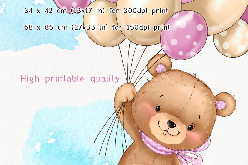 Bear With Balloons PNG Baby Bear Sublimation Balloons - Etsy