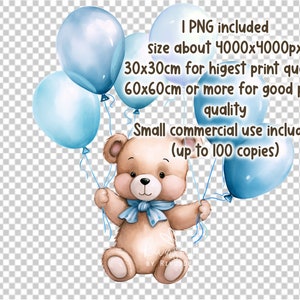 Bear With Balloons PNG Baby Bear Sublimation Balloons Clipart Oh Boy ...