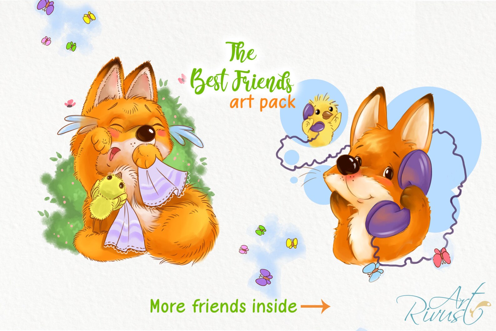 Fox and Chick PNG Clipart. the Best Friend Graphic Art. - Etsy