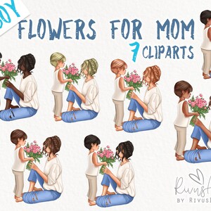 Mothers Day Clipart. Mother Son Clip Art. Mom of Boy Planner Sticker ...