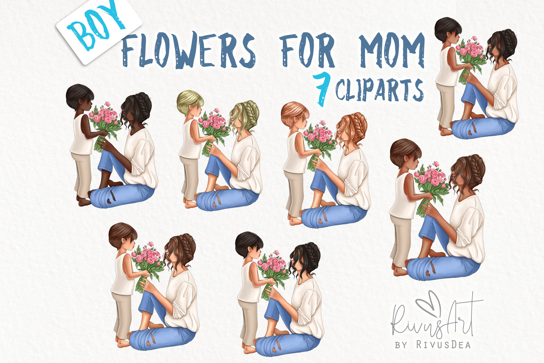 Mothers Day Clipart. Mother Son Clip Art. Mom of Boy Planner - Etsy