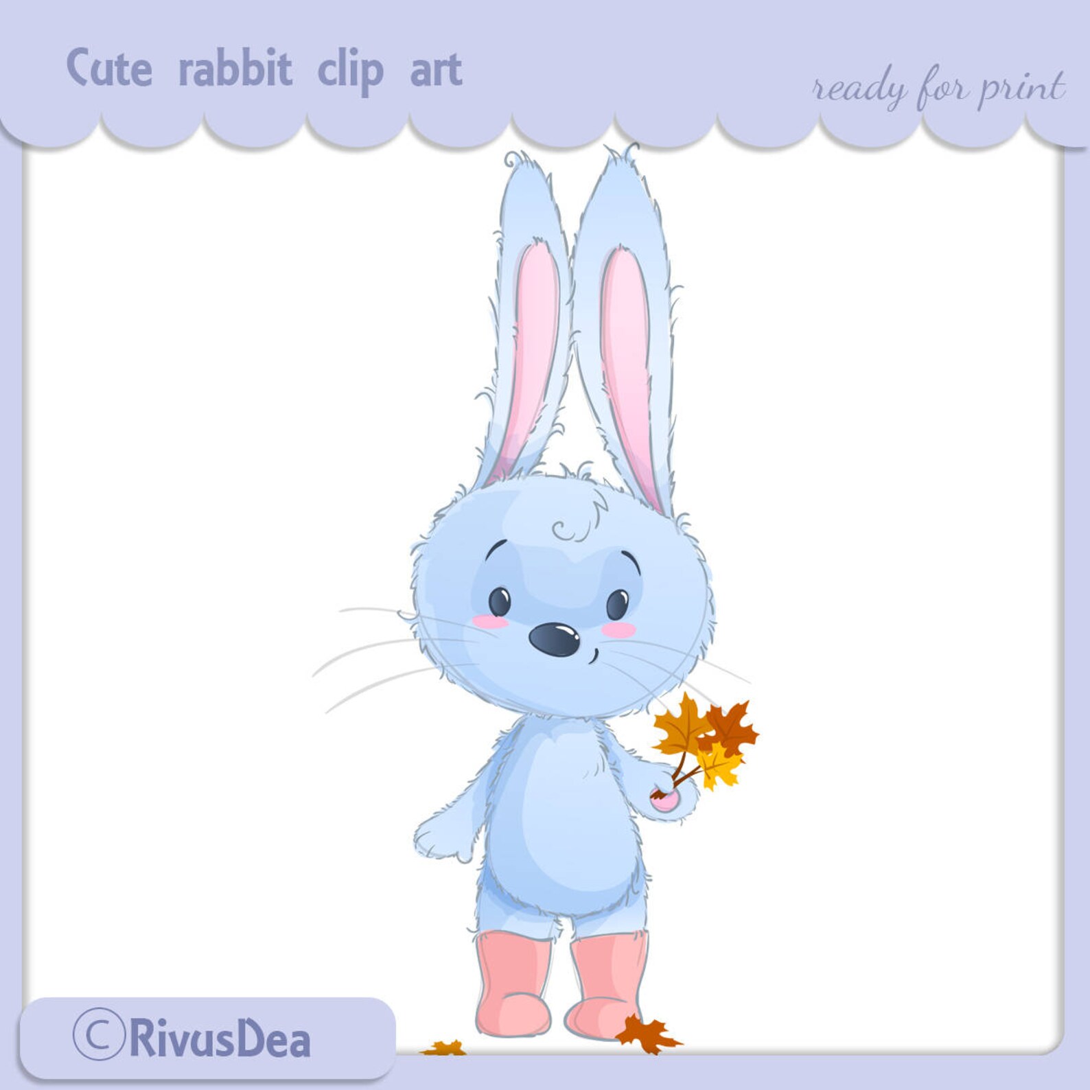 Bunny Clipart. Autumn Rabbit PNG Clip Art. Cute Hare Pack With - Etsy