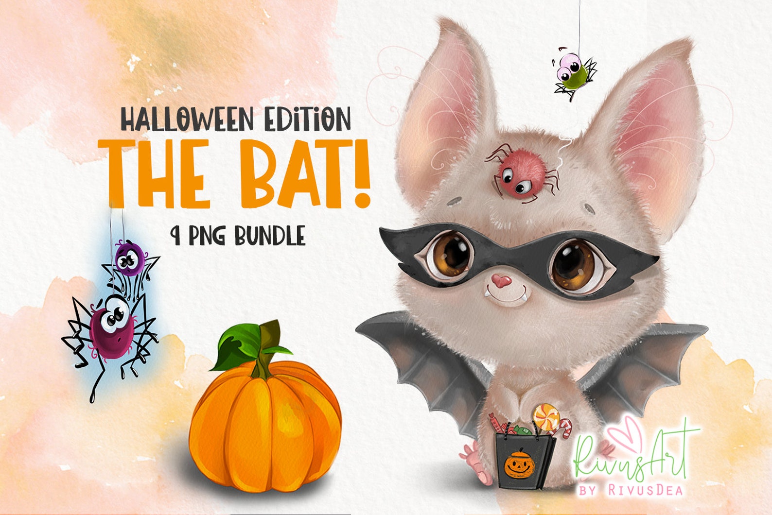 Halloween Cute Bat PNG Clipart Watercolor Gothic - Etsy
