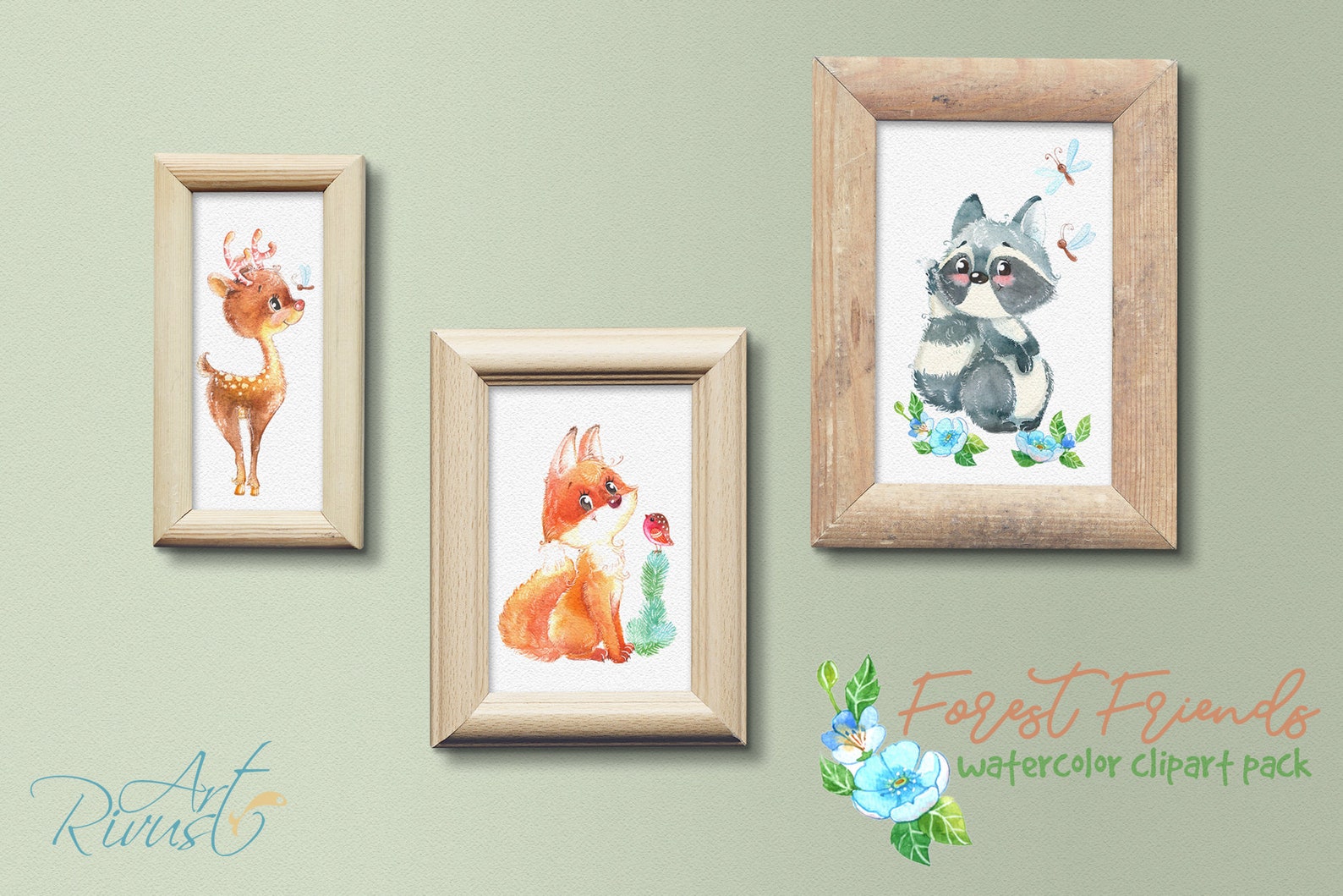 Forest Animals Watercolor Clipart Pack. Woodland Baby Animal - Etsy