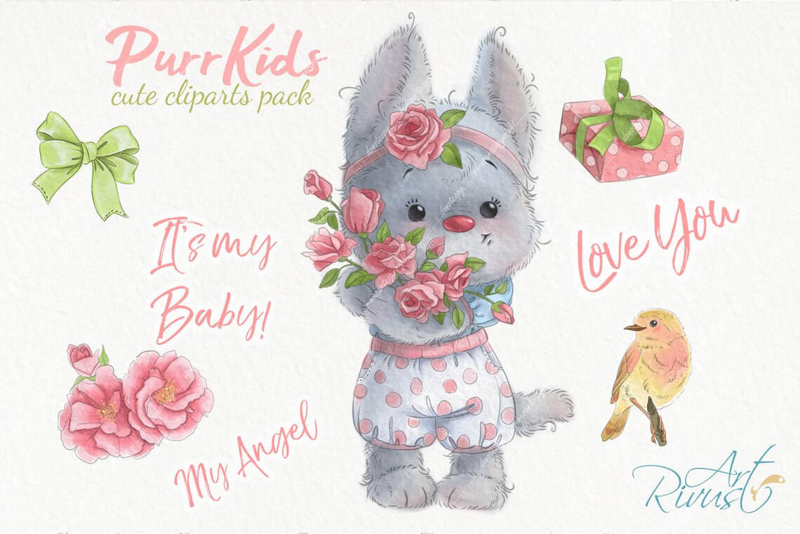 Kitten Clipart Baby Animals Clip Art Printable Clipart - Etsy