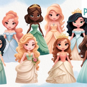 Cute Princess PNG Clipart Set. Princesses, Fairytale, Girl, Birthday ...
