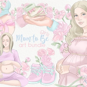 Mother to Be PNG Clip Art Pregnancy Baby Shower Girl Graphics. Mommy to ...