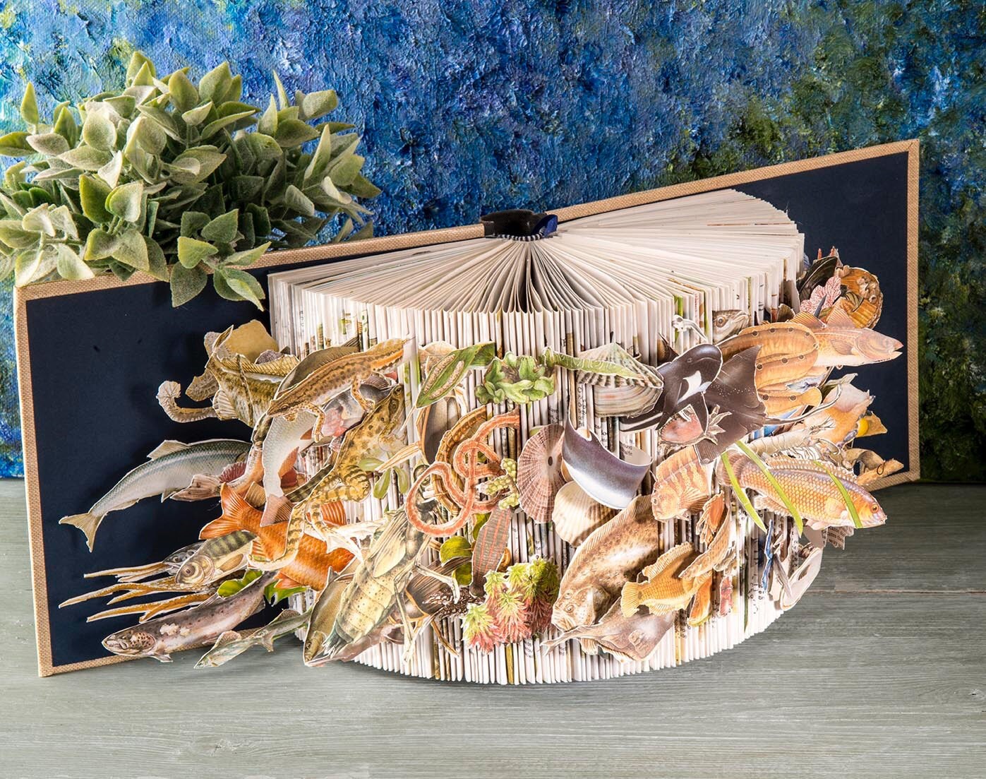 Fish and Water Life - Large Unique Book Sculpture - Etsy