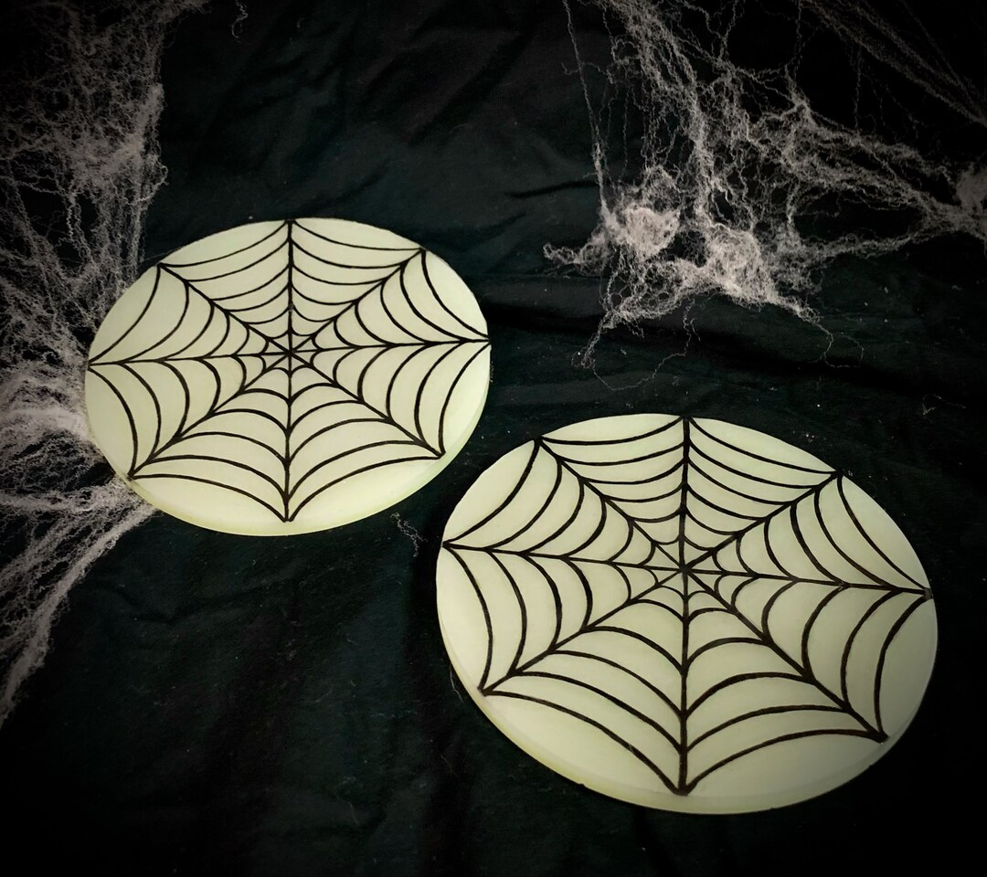 Glow in the Dark Spider Web Coasters/halloween Decor/glow in the Dark ...