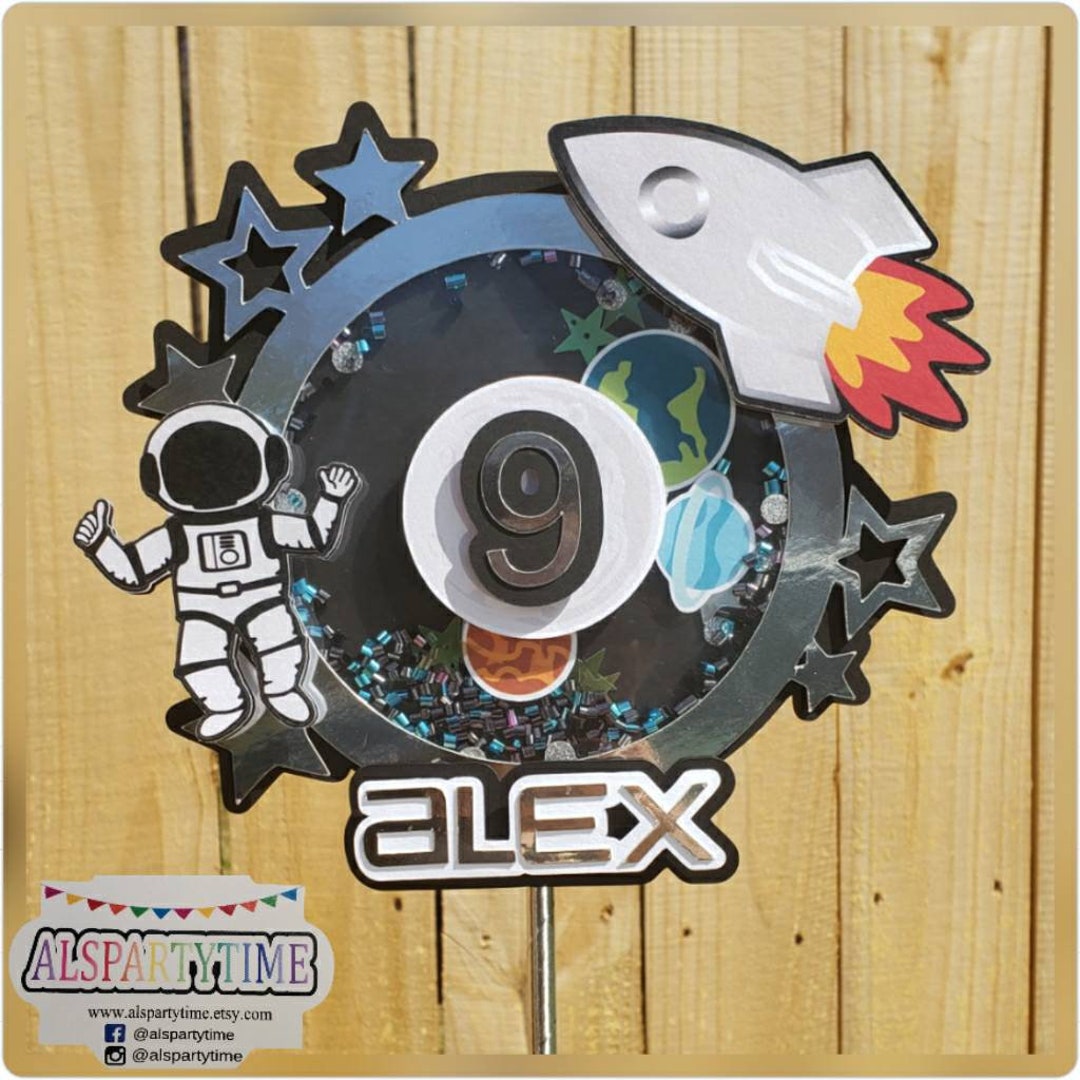 Outer Space Shaker Cake Topper, Space Ship Party, Space Cake Topper ...