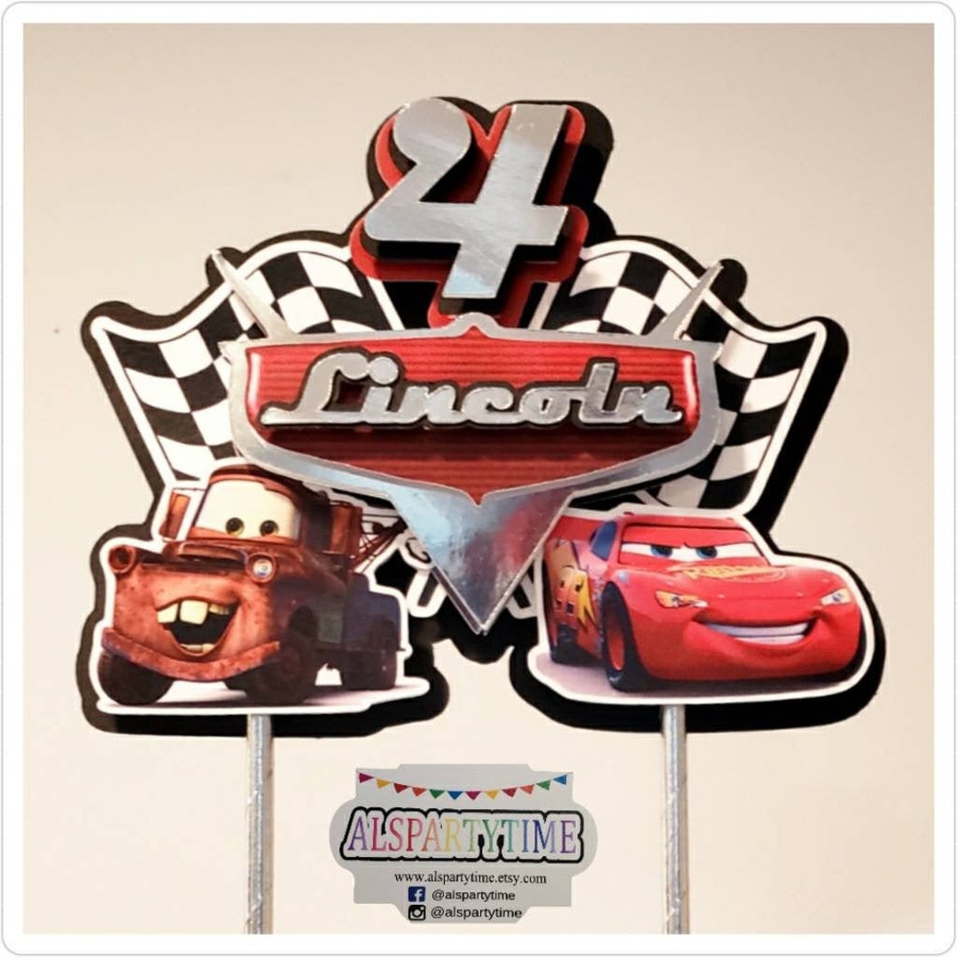 Cars Inspired Cake Topper, Cars 3D Cake Topper, Cars Cake Decoration ...