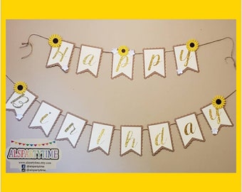Sunflower Happy Birthday Banner - Etsy