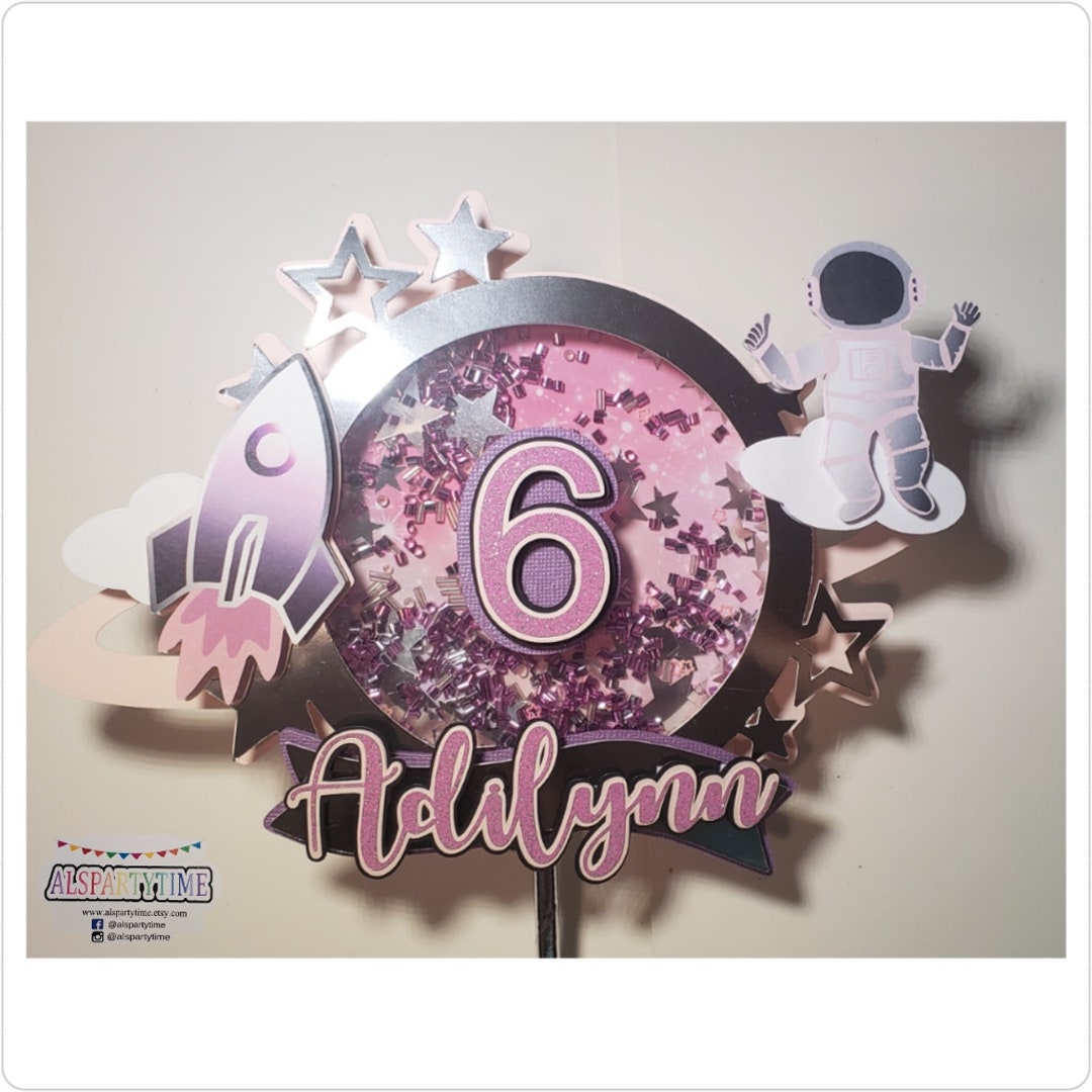 Girl Outer Space Shaker Cake Topper, Space Ship Party, Astronaut Space ...