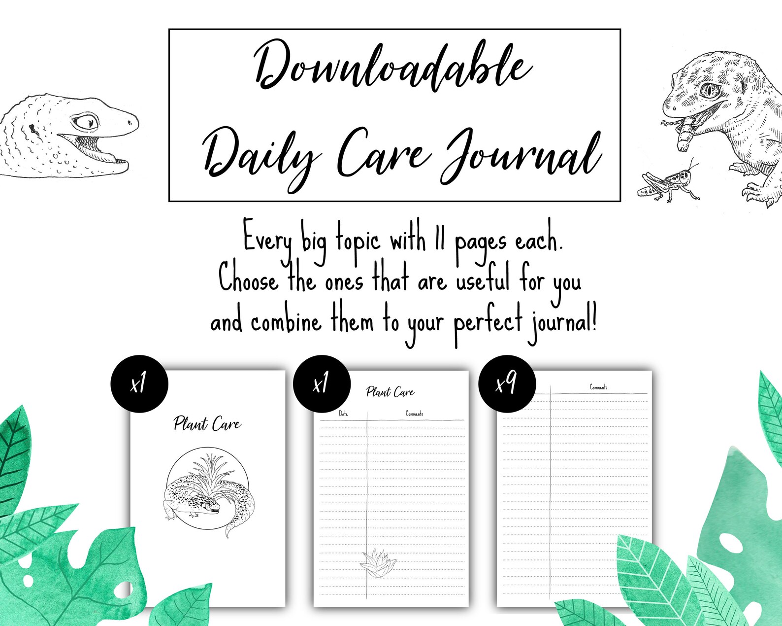 Leopard Gecko Daily Care Journal, Leopard Gecko Supplies, Leopard Gecko ...