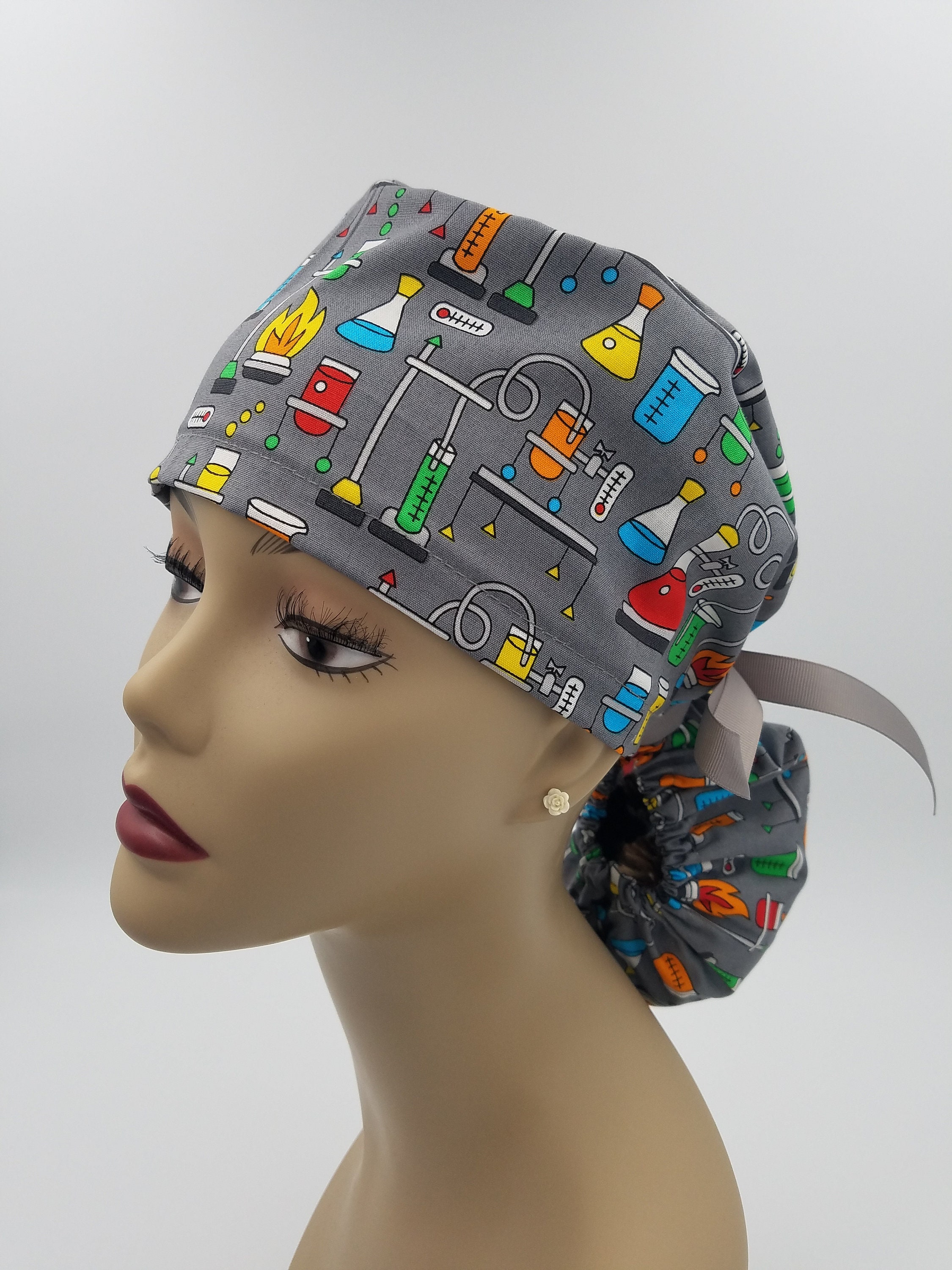 Surgical Cap Ponytail Style-science Fair - Etsy