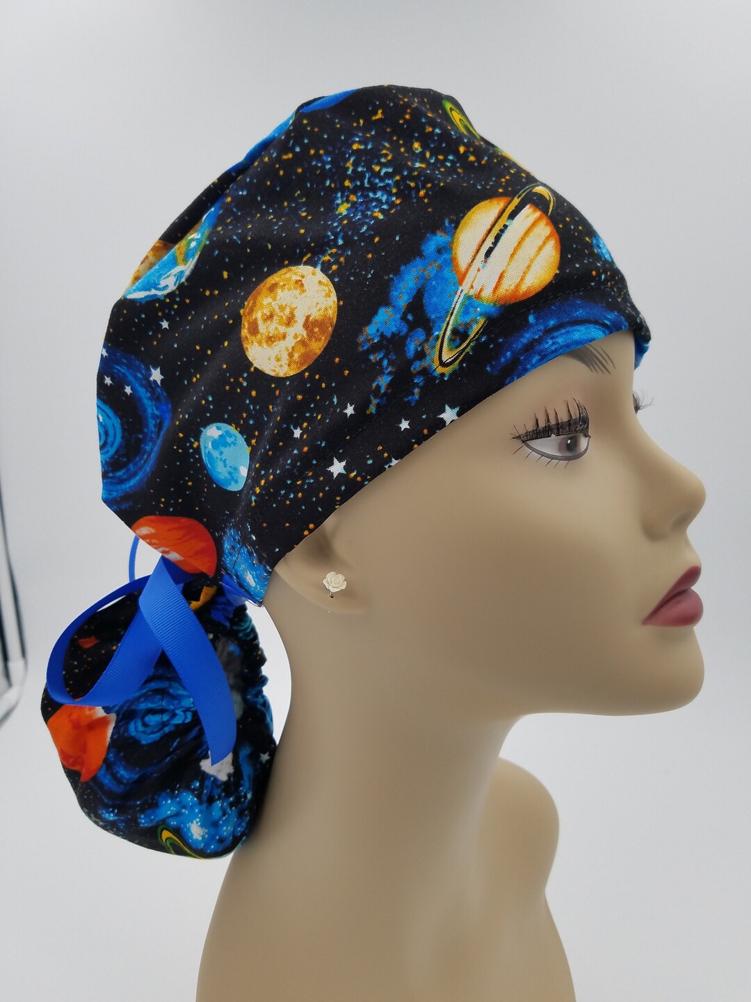 Surgical Cap Ponytail Style- Planets and Galaxy -cotton 100% - Etsy