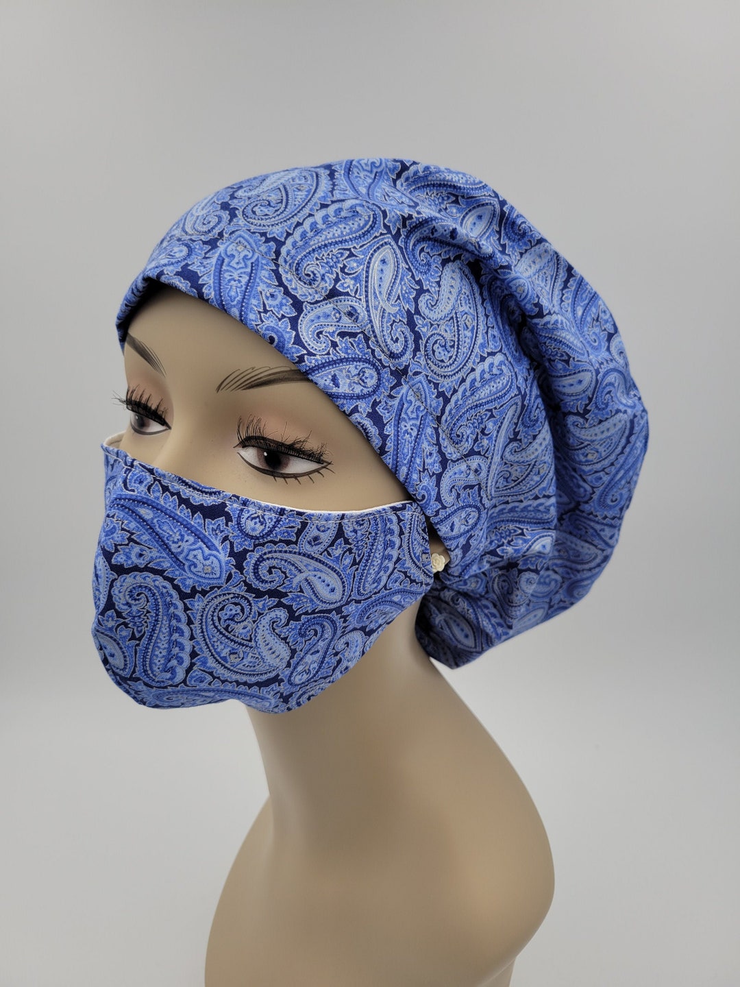Women's Surgical Scrub Hats, or Scrub Caps-paisley on Navy - Etsy