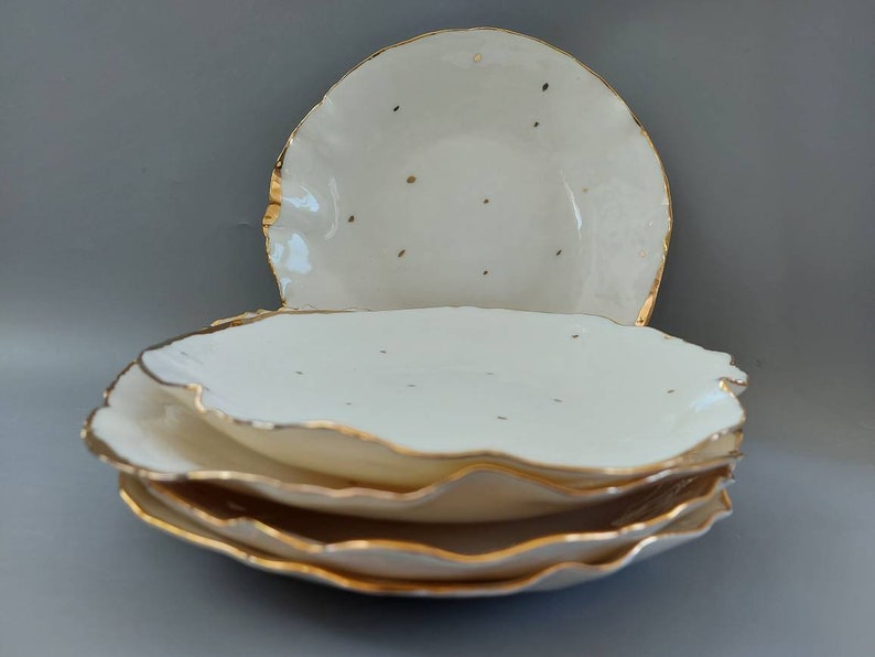 Set of Modern Ceramic Serving Plates, Gold Luster(24k), Ceramic ...