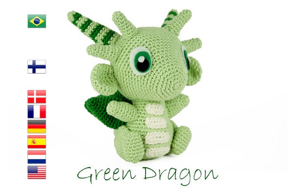 Crochet pattern Green Dragon | Etsy