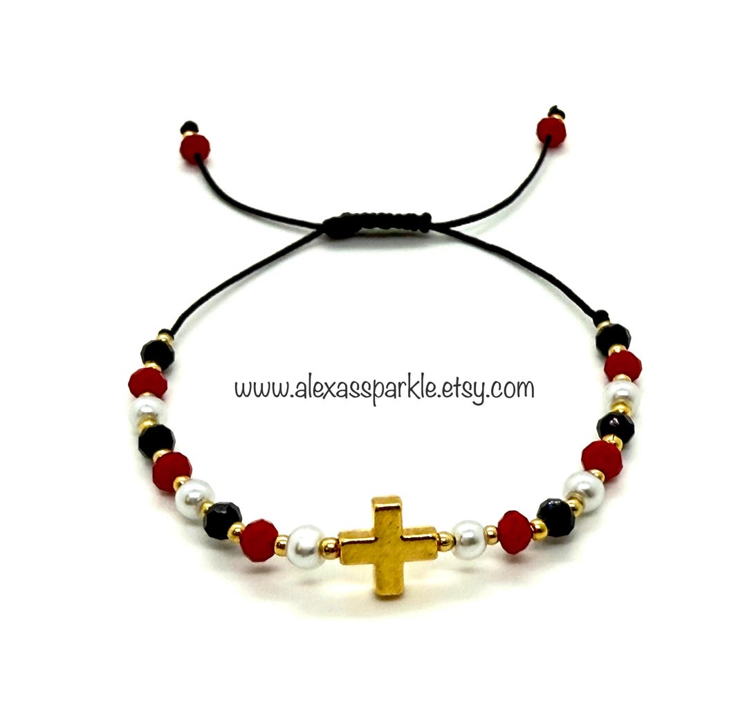Golden Cross Religious Bracelet - Pulsera De Cruz Dorada Religiosa - Etsy