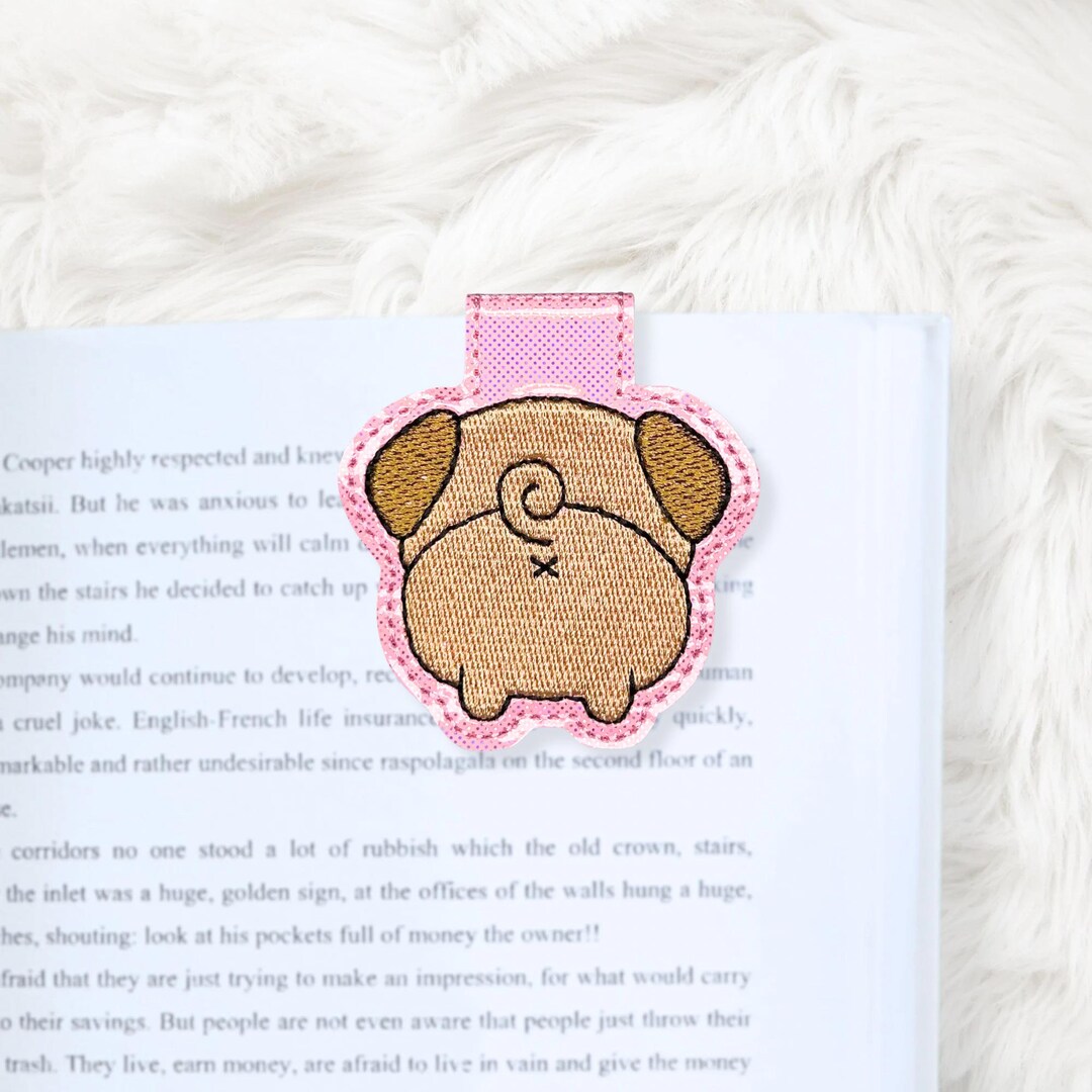 ITH 4x4 Pug Foldover Magnetic Bookmark, in the Hoop, Machine Embroidery ...