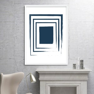 Navy Digital Print Abstract Art Geometric Print Paintbrush | Etsy