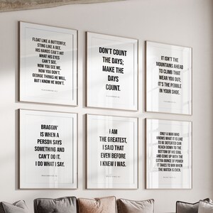 Mohammed Ali Inspirational Poster, Set of 6 Muhammad Ali Quote Prints ...