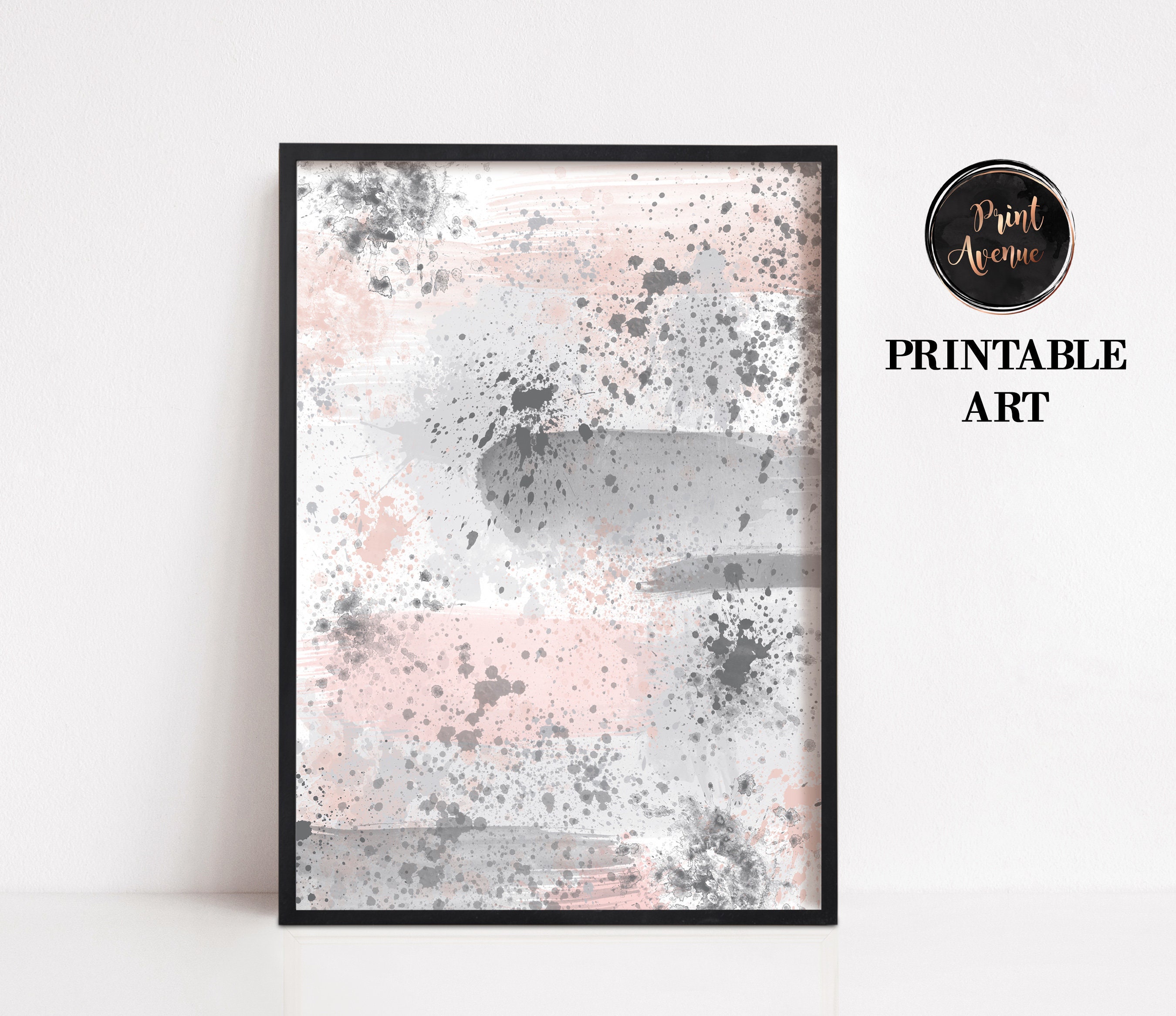 Digital Painting Blush Gray Paint Splash Art Pastel Colors | Etsy