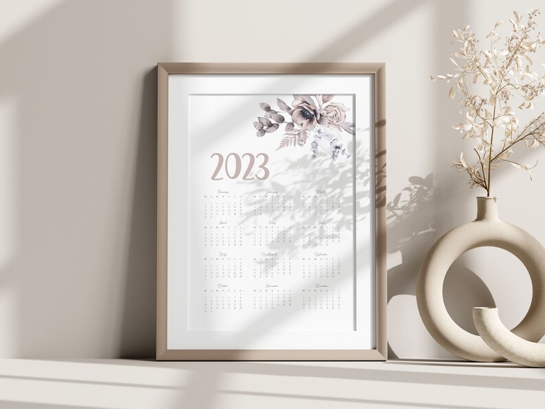2023 Wall Calendar Printable Calendar Year Wall Calendar - Etsy
