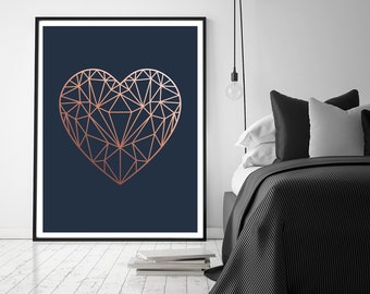 Copper Love Heart Print Copper Printable Art Scandinavian | Etsy