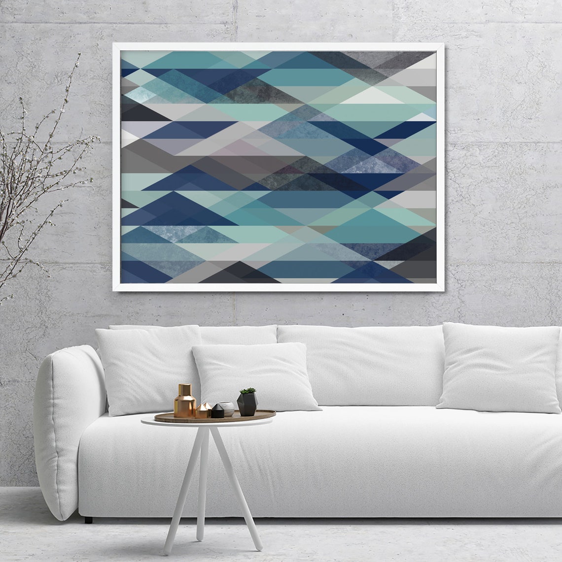 Geometric Print Blue Geometric Art Abstract Poster | Etsy