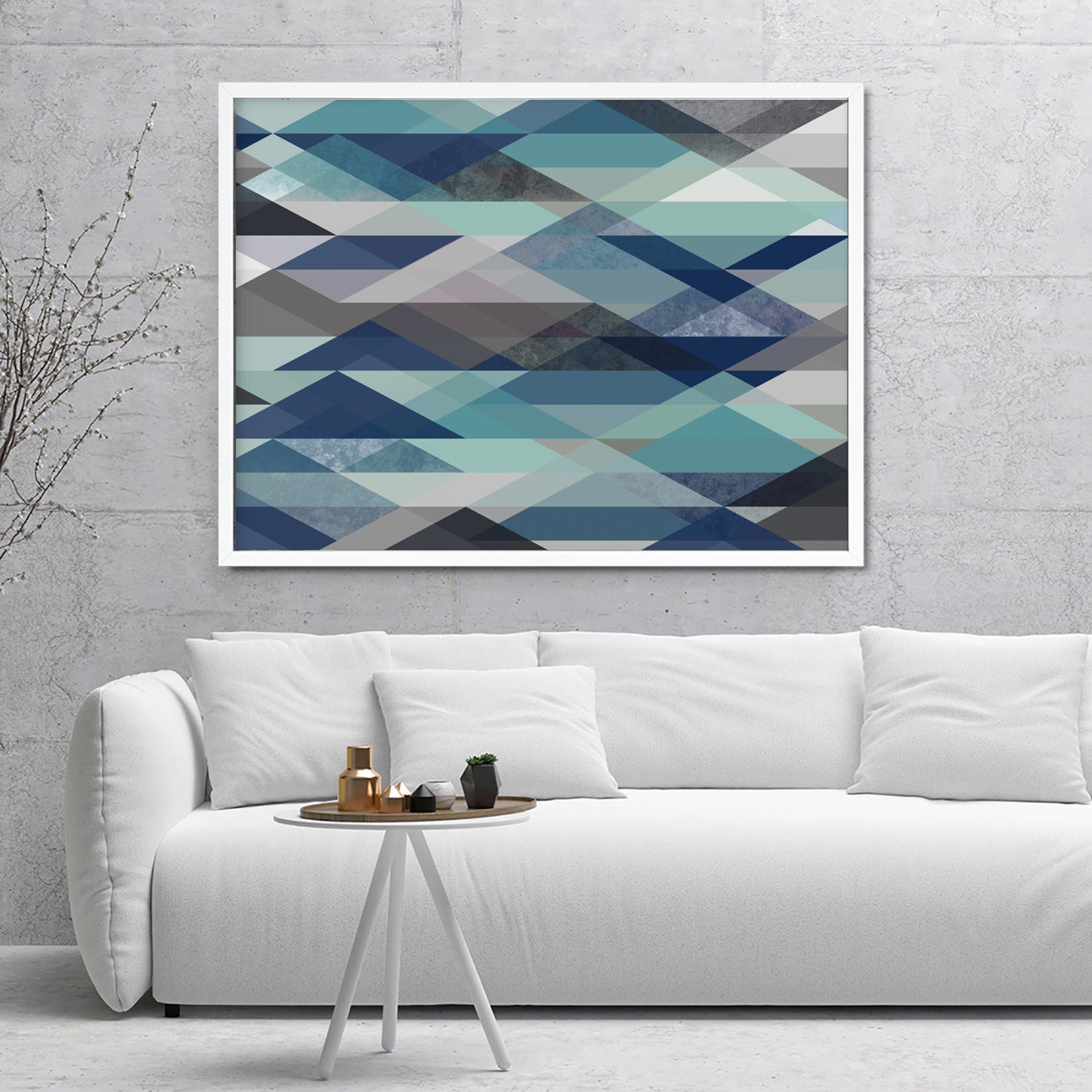 Geometric Print Blue Geometric Art Abstract Poster | Etsy