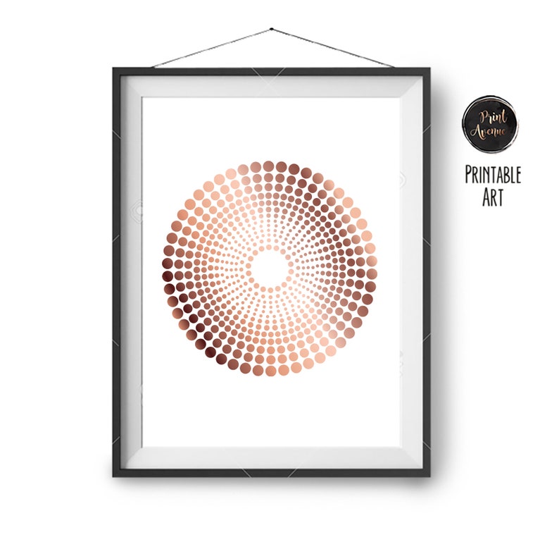 Copper Print Circle Art Printable Minimal Poster Home | Etsy